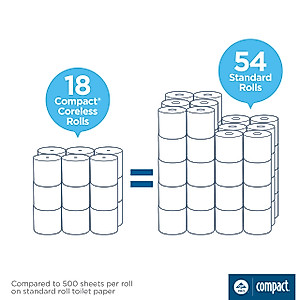 COMPACT® CORELESS 2-PLY RECYCLED TOILET PAPER BY GP PRO (GEORGIA-PACIFIC), 18 ROLLS PER PACKAGE