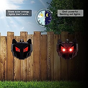 Kittmip Solar Powered Animal Repeller Nocturnal Animal Deterrent Devices with Red LED Lights Animal Repellent Waterproof Coyote Raccoon Skunk Deer Deterrent for Yard Chicken Coop Farm (12)