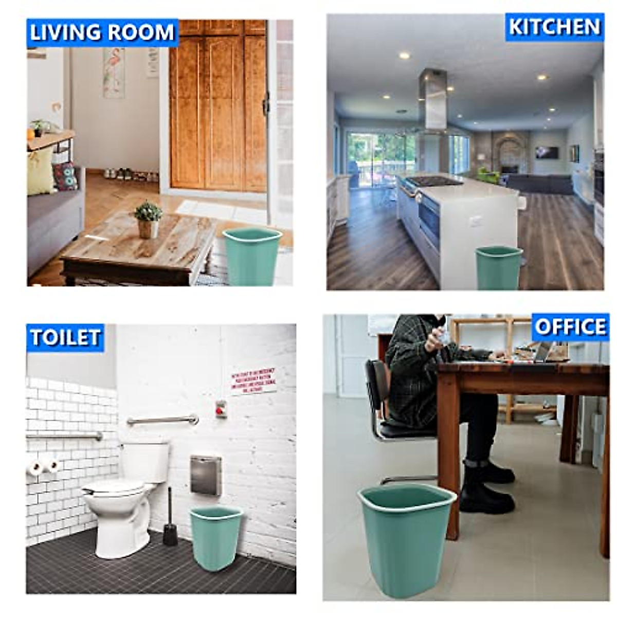 JASINCESS 1.5 Gallon Trash Can Small Plastic Wastebasket Square Trash Bin Garbage Container Bin for Bathroom, Kitchen, Bedroom, Home Office,Kids Rooms