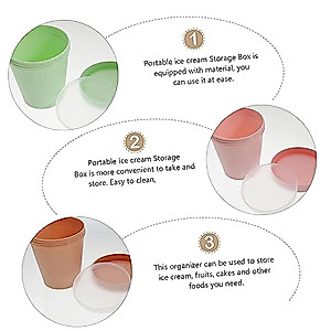 UPKOCH 5pcs Ice Cream Container Parfait Containers Plastic Storage Tubs Round Container with Lid Ice Cream Container with Lid Freezer Storage Tub Ice Cream Pails Freezer Containers Pp