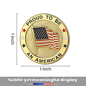 10 Pack Round American Flag Pin- Pround to Be An American Pin, Gold US Flag Lapel Pin for Memorial Day, Flag Day, Independence Day, Veterans Day