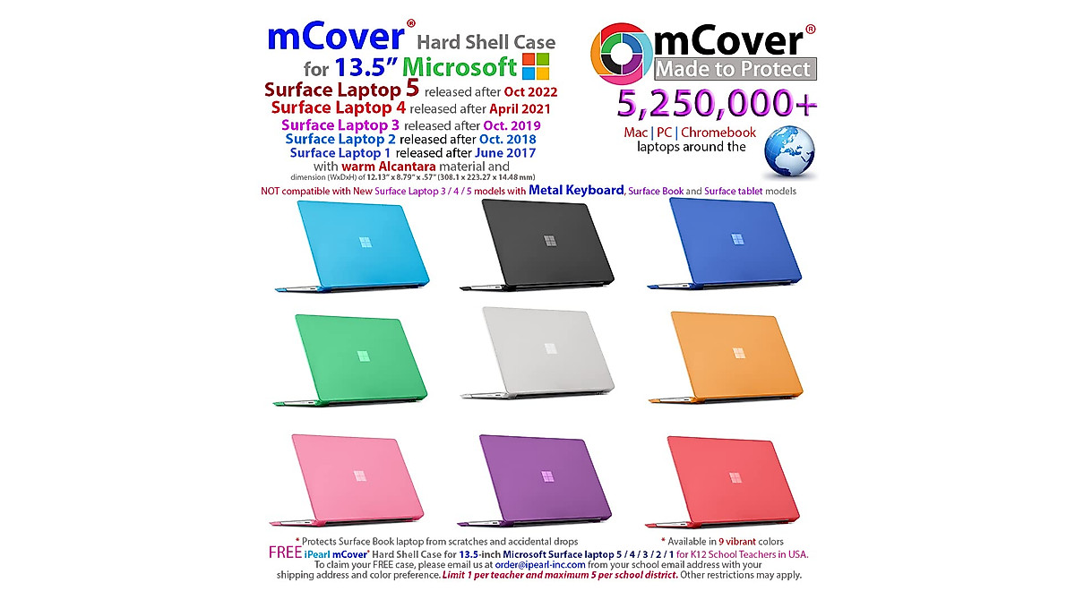 mCover Hard Case Only Compatible for 13.5" Microsoft Surface Laptop (5 ...