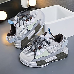 Mercatoo Toddler Boy Shoes Size 9 Wide Girls Shoes Autumn and Winter Children's Sports Shoes Middle and Big Children's Sneakers (Grey, 9 Little Kids)