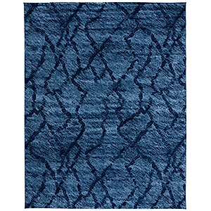 SAFAVIEH Retro Collection Area Rug - 8' x 10', Blue & Dark Blue, Modern Abstract Design, Non-Shedding & Easy Care, Ideal for High Traffic Areas in Living Room, Bedroom (RET2144-6570)