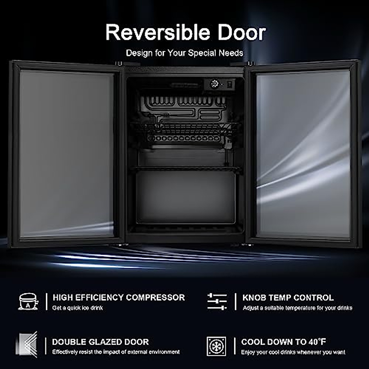 Antarctic Star 16 Bottle 68 Can Beverage Refrigerator, Wine Cooler/Cabinet, Small Mini Fridge, Clear Front Glass Door Quiet Compressor ，Freestanding 1.7 cu.ft.