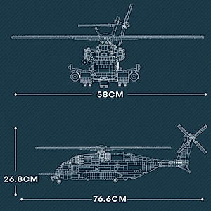 CHUO Military Army Airplane Building Bricks, MOC-127265 CH-53E Super Stallion Military Helicopter Building Blocks, 1/35 MOC Aircraft Model Plane Toy (2192 PCS)