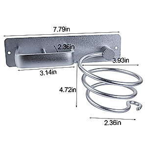 Hair Dryer Holder Wall Mount(No Drilling),Hair Dryer Organizer,Curling Iron Holder,Easy to Install,Space Saving,Bedroom and Bathroom Hair Tool Organizer for Hair Dryer,Curling Iron(Silver)