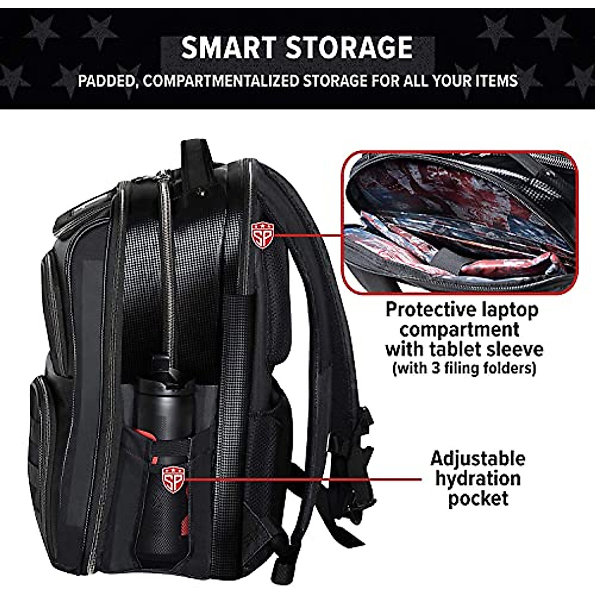 Subtle Patriot USA Backpack – Concealed Carry Backpack/Adjustable Straps and Extra Storage/Use for Travel, Work, Laptop, Hunting, and Hiking (Lady Liberty)