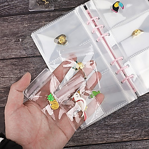 peony man 120 Grids Transparent Jewelry Storage Book Clear Portable Travel Storage Album Jewelry Earring Holder Organizer Anti Oxidation Jewelry Plastic Storage Book with 50 Pieces Small Ziplock Bags