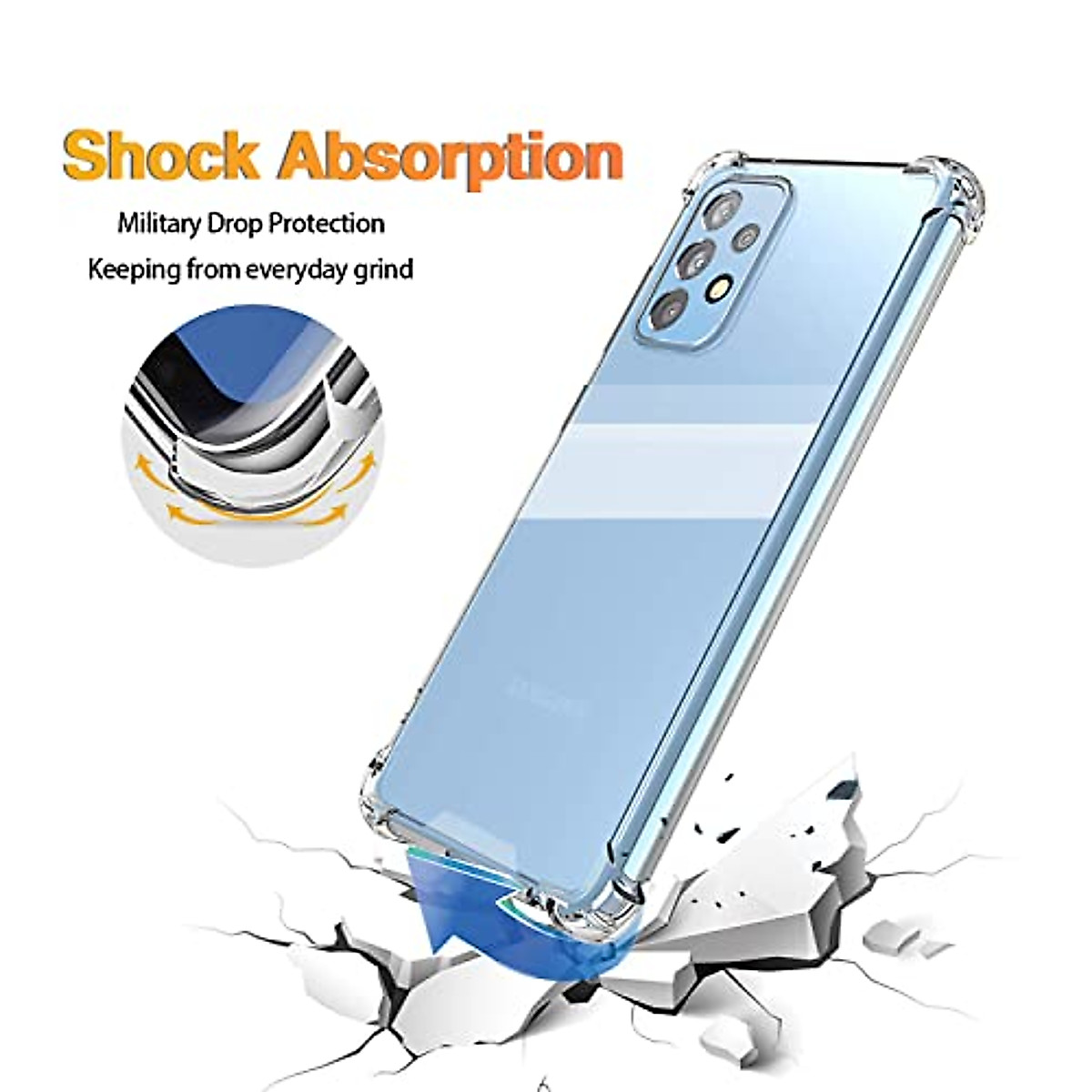KIOMY Clear Case for Galaxy A53 5G [Anti-Yellow] Hybrid Hard PC + Flexible TPU Frame, Enhanced Corner Shockproof Slim Transparent Cover
