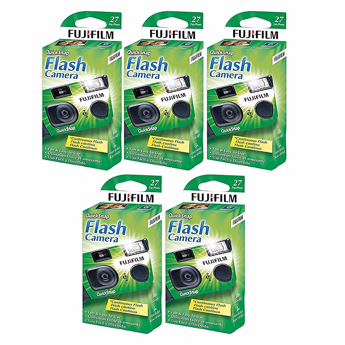 Fujifilm QuickSnap Flash 400 Disposable 35mm Camera (5 Boxes)