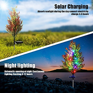 Solar Artificial Tree Lights Garden Stake Pathway Lights for Outdoor Decorations, IP65 Waterproof Solar Tree 2 Pack Flickering Tree Lights for Garden Yard Pathway Decor