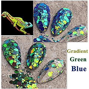 12 Colors Glitter-Chameleon Nail Flakes Holographic Laser Colorful Nail Sequin Different Shape for DIY Craft Soap Making
