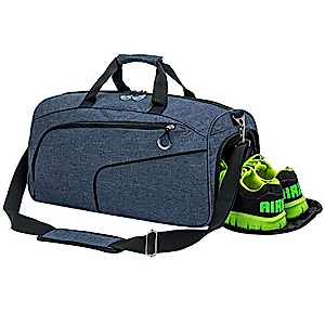 Kuston Sports Gym Bag with Shoes Compartment &Wet Pocket Gym Duffel Bag Overnight Bag for Men and Women