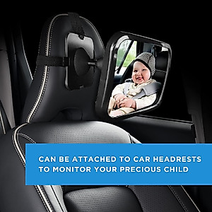 Dorart Rear Facing Baby View Mirror for Child Safety Car Seat - Crystal Clear Reflection via Crash-tested & Shatterproof Convex Mirror