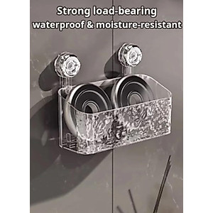 PUCHEN Light Luxury Style Glacier Pattern Suction Cup Shelf, 2024 New Suction Shower Caddy, Shower Suction Cup Shelf Basket, Shower Dispenser Soap Organizer, Suction Cup Shower Shelves (Small)