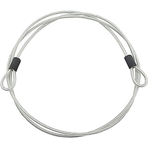 WANLIAN Safety Steel Cable, Double-Loop Braided Steel Flexible Lock Cable, toroidal Bicycle Security Cable, Vinyl-Coated Braided Steel, 200 cm Long for U-Locks, Padlocks&disc Locks, Silver