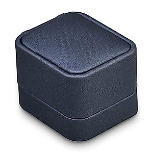 Woodten Blue Round Corner PU Leather Proposal Ring Box Jewelry Ring Gift Box Jewelry Packaging Box