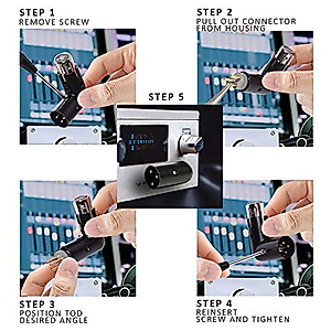 Pair of 3-PIN XLR Angle Adapter | Dual Male & Female, Durable Metal Connector w/ 4 Adjustable Angle Positions & Tight Connection to Mixer | Save Space & Keep Mic Cables Neat On Stage, In Studio & More