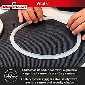 MAGEFESA ® Vital 6 Pressure Cooker, 5.3 Quart, made of very resistant aluminum, compatible with gas, electric and ceramic stove, pressure canner, canning cooker pot, stove top instant fast cooking