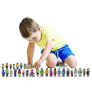 The Freckled Frog - FF420 My Family - Set of 30 - Ages 1+ - Inclusive Wooden Blocks for Toddlers – Includes Grandparents, Moms, Dads and Children Around the World - Double-Sided