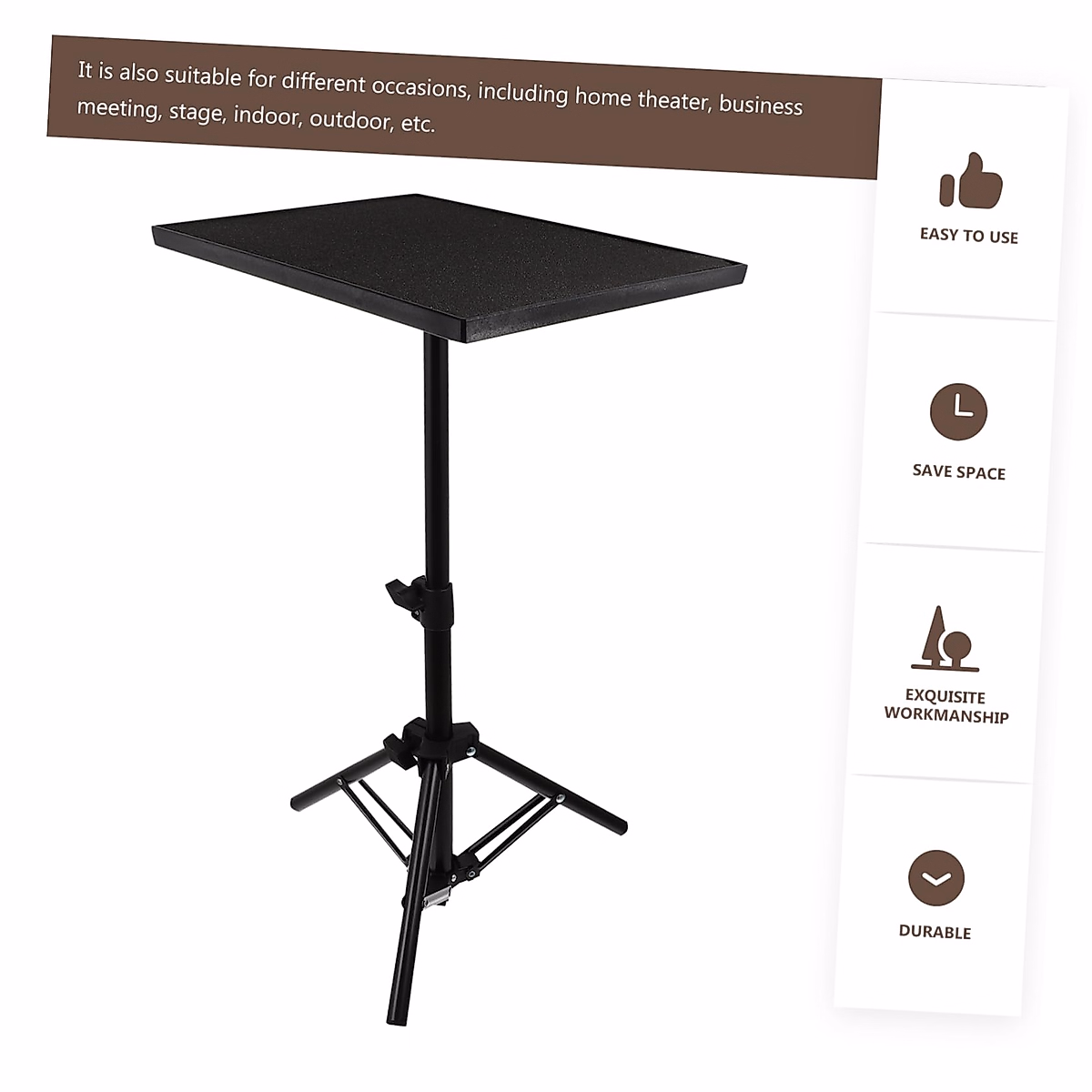 FUNOMOCYA Adjustable Projector Mount Floor Stand 55cm Tall Metal Laptop Tripod Shelf Holder for Home Business