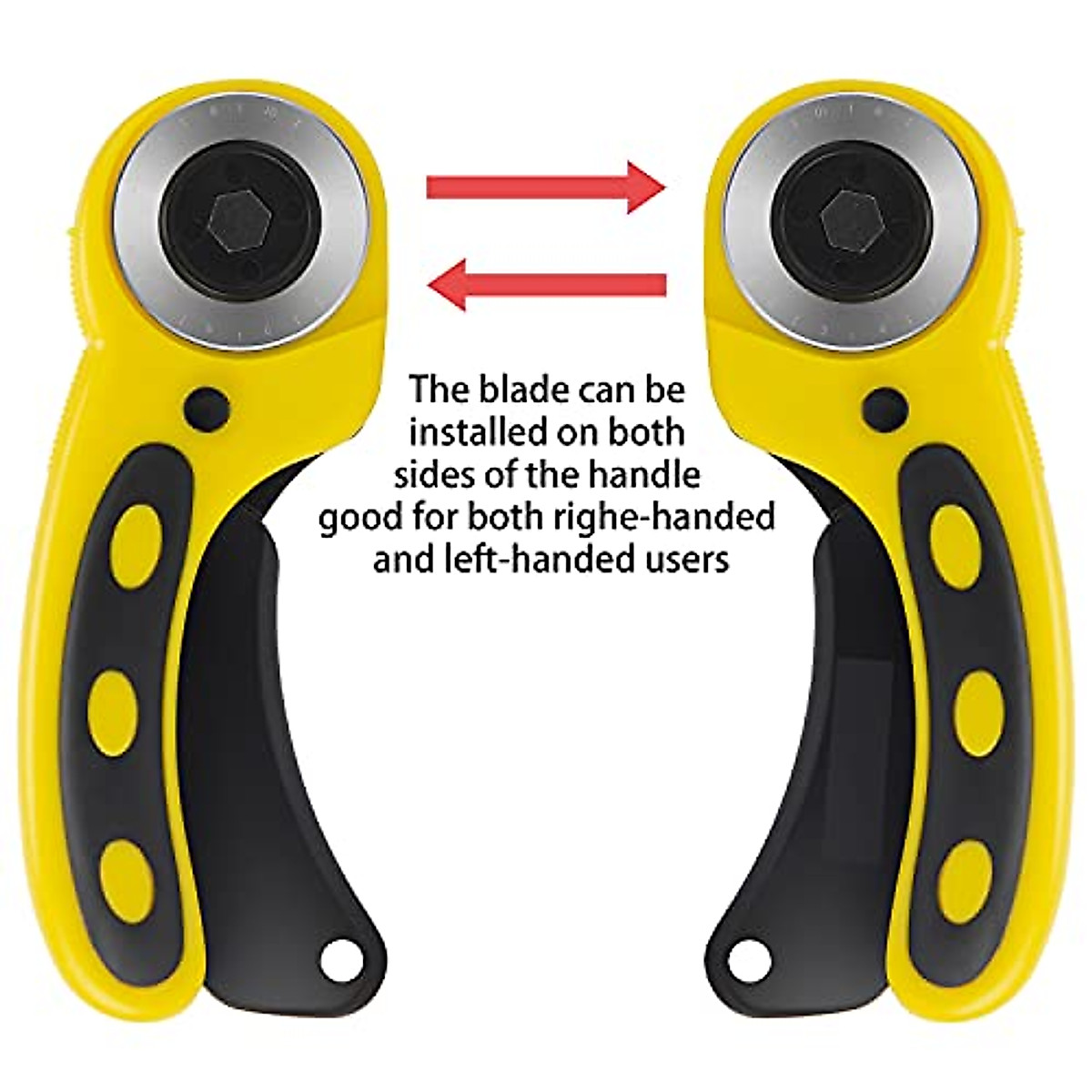 WORKLION 45mm Rotary Cutter Set: Ergonomic Rotary Cutter with Safety Lock and 2 Replacement Rotary Cutter Blades for Sewing Quilting Scrapbooking and Arts & Crafts Projects