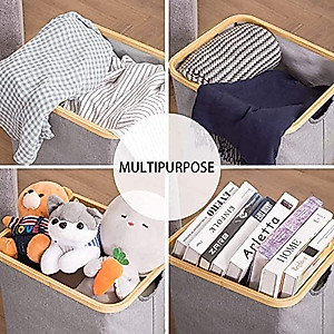 laundry basket with lid100L Bamboo Laundry Basket with Lid laundry hamper with removable bag Water-proof Dirty Clothes Hamper Collapsible Laundry Baskets for Clothes Storage and Bedroom (Square, new-grey) (Square, new-grey)