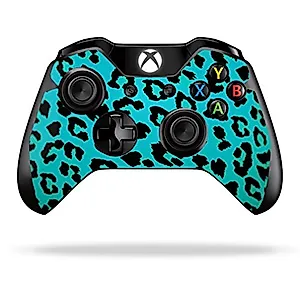 MightySkins Skin Compatible with Microsoft Xbox One or One S Controller - Teal Leopard | Protective, Durable, and Unique Vinyl wrap Cover | Easy to Apply, Remove, and Change Styles | Made in The USA