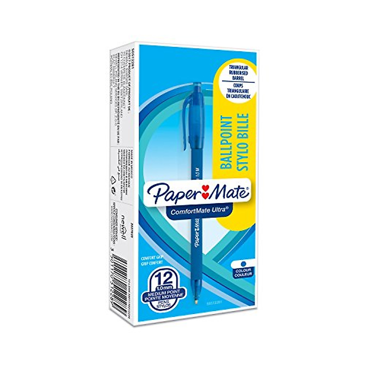 PaperMate Medium Point (1.0 mm) ComfortMate Ultra Retractable Ballpoint Pen, Blue, Box of 12