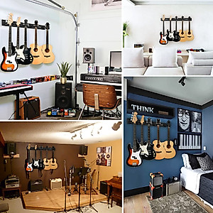 Donner Guitar Wall Mount Hanger, Guitar Wall Rack Holder with 5 Adjustable Guitar Hangers for Acoustic Electric Guitars, Bass, Violin, Ukulele, Banjo, Mandolin