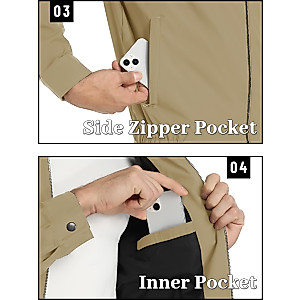 TACVASEN Mens Lightweight Jackets Casual Stylish Windbreak Collar Fall and Spring Jacket Khaki