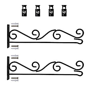 Nobrandd Wall Mount Garden Flag Pole Holder,2 Pack Metal Wrought Iron Garden Flags Scroll Hanger - Yard Mailbox Post Flag Bracket - Garden Flag Stand for Wall Wood Mailbox Post
