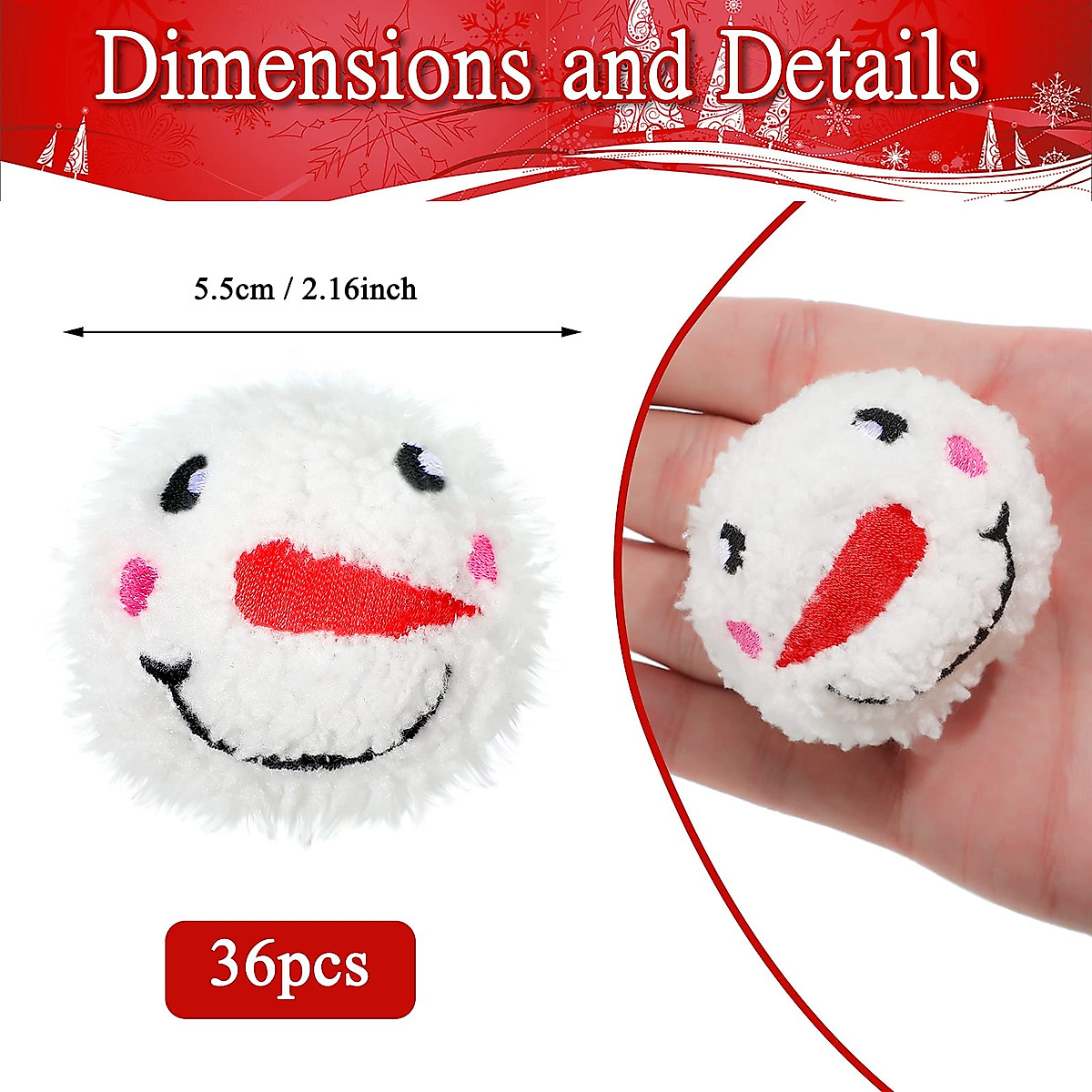 Sumind 36 Pieces Snowmen Balls Snowball First Fight Snowflake Ball with Bag Snowball Fun Snowballs Funny Snowball Toy Plush Snowman Snowballs for Snowball Fight Christmas Party Decor (Snowman)