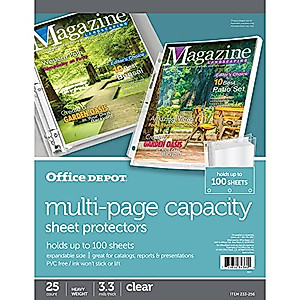 Office Depot Top-Loading Sheet Protectors, Heavyweight, Clear, Expandable, Box of 25, 105007RMDUP