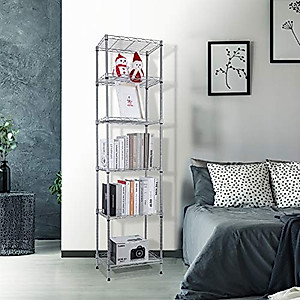 REGILLER 6 Wire Shelving Steel Storage Rack Adjustable Unit Shelves for Laundry Bathroom Kitchen Pantry Closet (Silver, 16.8L x 11.7W x 63H)