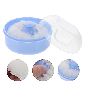EXCEART Empty Body Powder Container Powder Puff Box Puff Sponge Case for Baby Infant Newborn Home and Travel (Blue)
