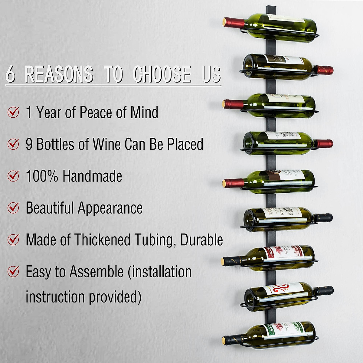 AQAREA Wall Mount Wine Rack Organizer, Wine Holder Wall Mounted, Wine Storage Display, Wine Rack Holder