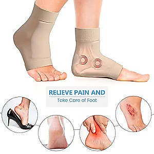 Nuanchu 2 Pairs lace Bite Gel Pads Ice Skating Padded Protection Socks Malleolar Sleeves Protection of Front Foot Shin Achilles Tendon Heel Protector Compression Padded Socks Elastic Pad Sleeve