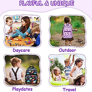 VASCHY Toddler Backpack for Girls, Kids Cute Kindergarten Daycare Children 7L Small Backpack Bookbag for School Travel Lilac Dinosaurs