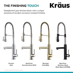 Kraus KPF-1603SFSMB Artec Pro 2-Function Commercial Style Pre-Rinse Kitchen Faucet with Pull-Down Spring Spout and Pot Filler, 24.75 inch, Spot Free Finish Stainless Steel/Matte Black