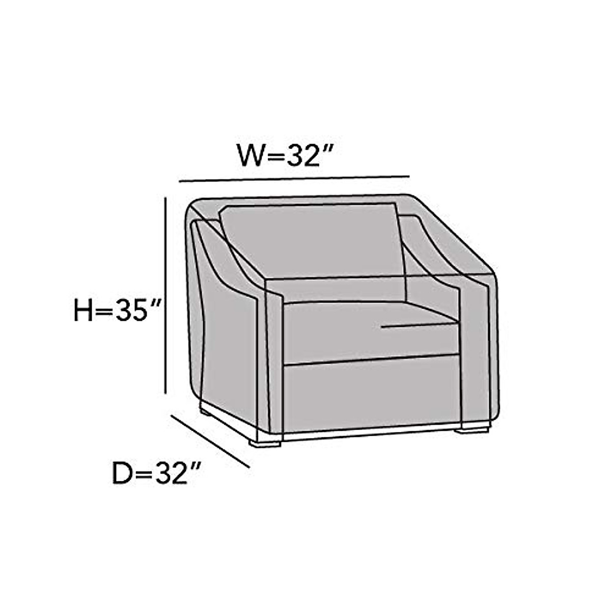 Covermates Outdoor Chair Cover - Water Resistant Polyester, Drawcord Hem, Mesh Vents, Seating and Chair Covers, 32W x 32D x 35H, Khaki