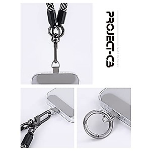 project-cb Phone Tether Tab ×1,Spring Ring ×1,Metal Patch,Universal Phone Lanyard Patch Without Adhesive,Phone Strap Replacement Part for Cell Phone (Silver)