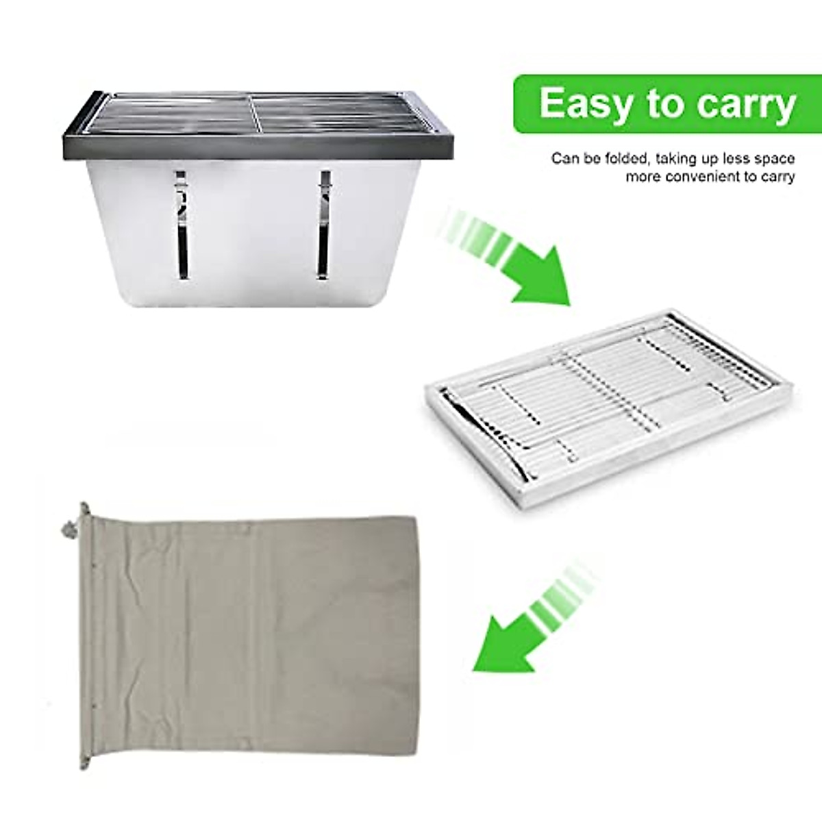 SEHOMY Portable Charcoal Grills 14.3", Folding Smoker Camping BBQ Grill Stainless Steel, Barbecue outdoor Grilling for Hiking Picnics Garden Travel Patio Backyard, Household grills outdoor cooking