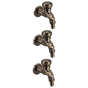 OSALADI 3 Pcs Faucet Wall Toilet Sink Vintage Basin Taps Mixers Water Tap Bath Mixer Taps Kitchen Water Sink Tap Gold Bathroom Brass Sink Taps Zinc Alloy European Style Decorate