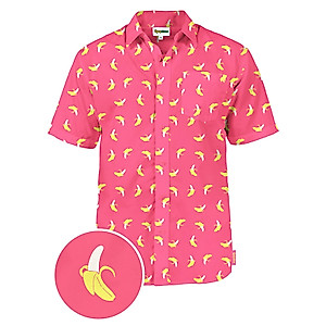 Tipsy Elves Men's Vacation Pink Banana Hawaiian Shirt Size XX-Large