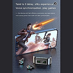 SSZMDLB Wireless Bluetooth Headphones HiFi Stereo Sound Touching Headset Sport Waterproof Earphones with Microphone LED Display with Mini Charging Bay