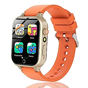 AWEHIRU Kids Smart Watch Girls Boys - Smart Watch for Kids Games Watch with 26 Games Music Player HDCamera Pedometer Alarm Video Flashlight Birthday Gifts for Kids 3-12 Years Old (Orange)