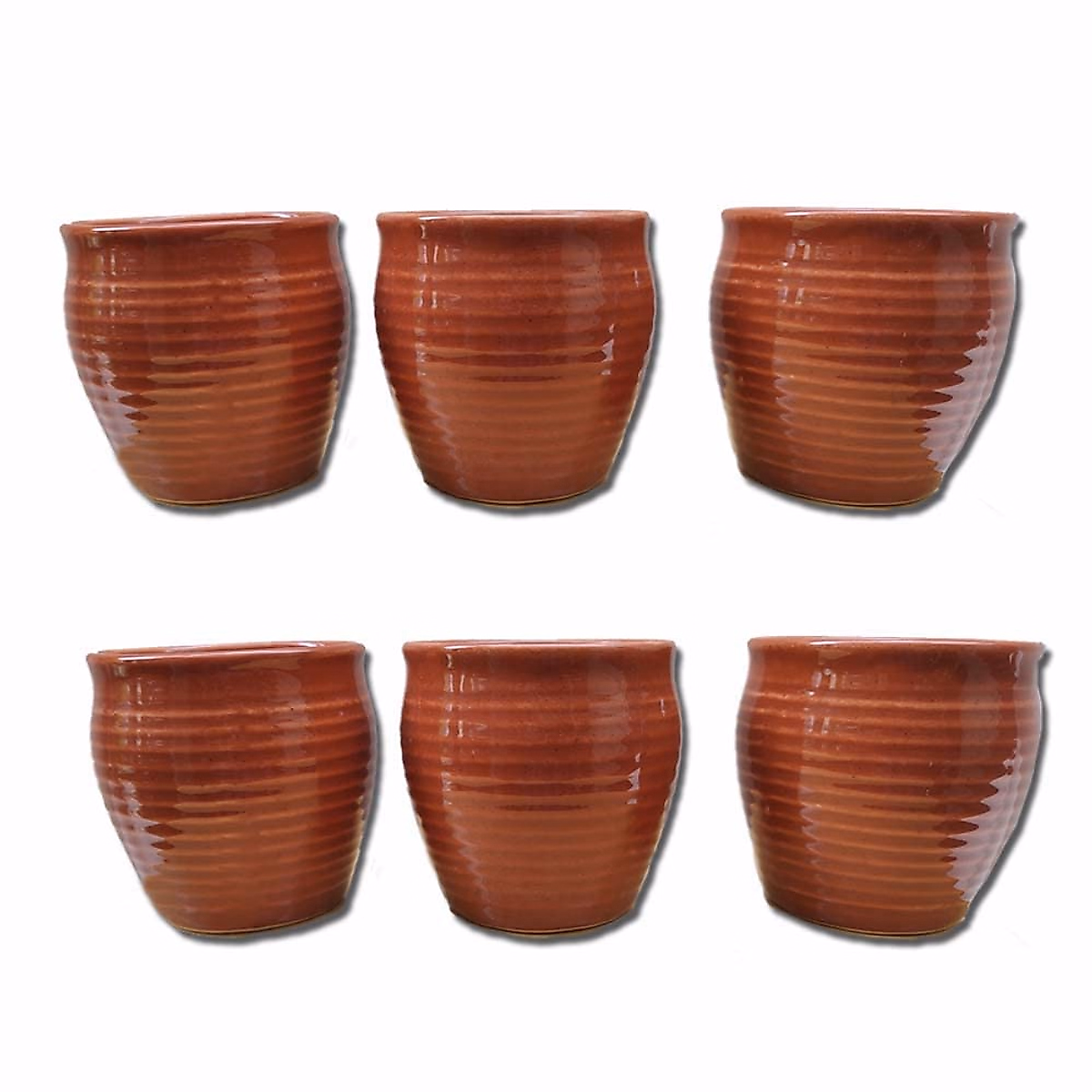 AnNafi® Indian Kulhad Cups Traditional Handmade Chai/Tea/Coffee Cup Ceramic Earthen Kulhar Mexican Red Clay Authentic Cantarito De Barro Fiesta Jarritos Mexicanos for Hot & Cold Beverages Set Of 6