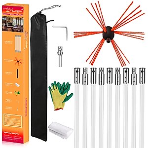 Bluesea 30 Feet Chimney Sweep Kit, Ergonomic Chimney Cleaning Kit, Extends Up to 30 Feet, Chimney Cleaner, Chimney Cleaning Tools, Chimney Cleaning System with Strong Brush, 9 Flexible Chimney Rods